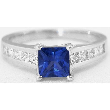 Princess cut blue sapphire ring store