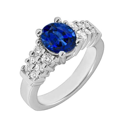 2 Karat Ovaler Schnitt Ceylon Blauer Saphir Ring Weißgold Schmuck Neu | harrychadent.de